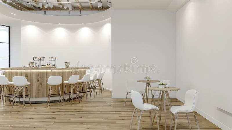 Interior of Modern Pub with White Walls,round Bar Counter. AI ...