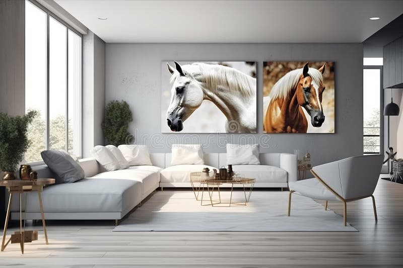 Interior of Modern Room with White Theme Wall Generative AI Stock ...