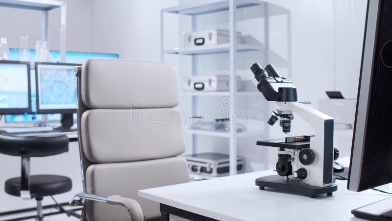 Interior of Modern Scientific Research Laboratory. Genetic Engineer ...