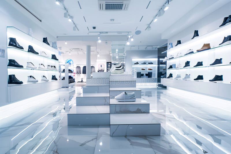 Interior of Modern Shoe Store Stock Illustration - Illustration of mall ...