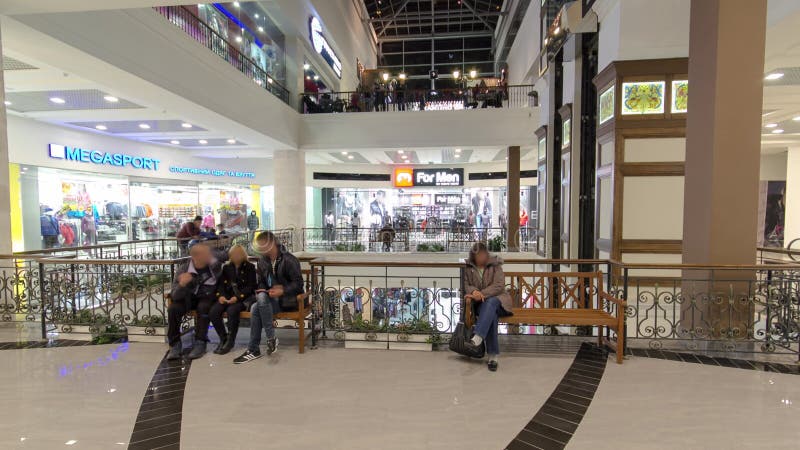 Interior in a Modern Shopping Center with Many Shops Timelapse ...
