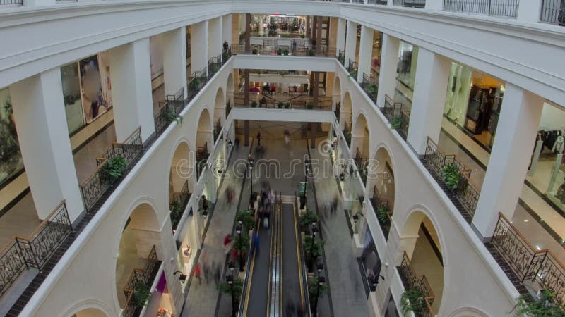 Interior in a Modern Shopping Center with Many Shops Timelapse. Stock ...