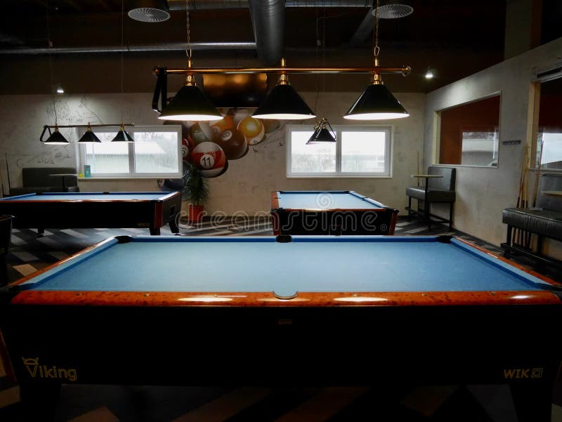 Interior of Modern Snooker Hall. Stock Image - Image of play, ball ...