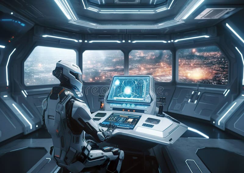 The Interior of a Modern Spaceship of the Future, with Command and ...