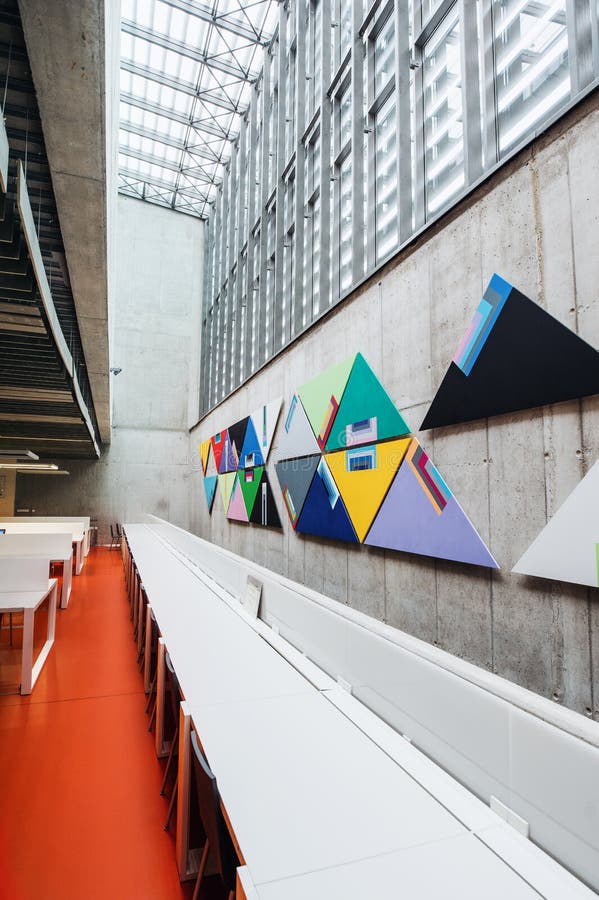 An Interior of a Modern Spacious Computer Room in a Library or Office ...