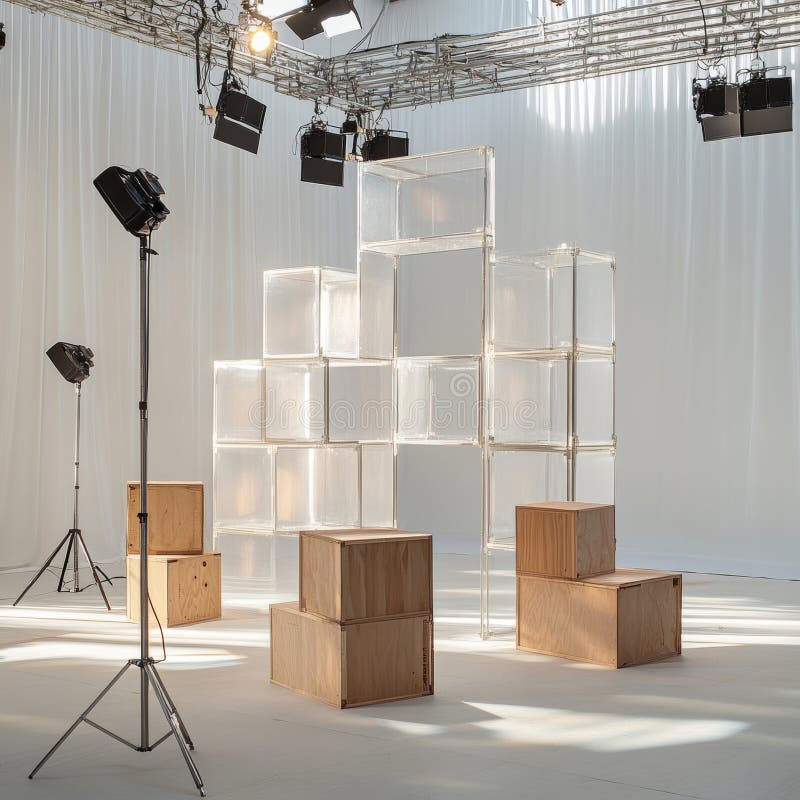 Interior of a Modern Studio with Lighting Equipment. 3D Rendering Stock ...