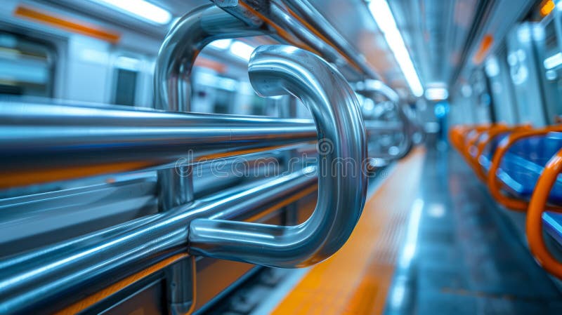 Interior Modern Subway Car Steel Handrails Stock Photos - Free ...