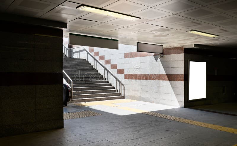 Interior of Modern Subway Station with Light Coming from the Stairway ...