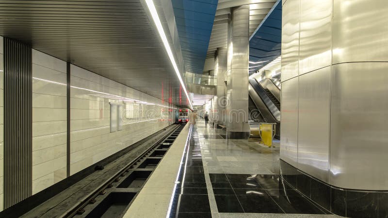 Interior of a Modern Subway Station with Trains Timelapse Hyperlapse ...