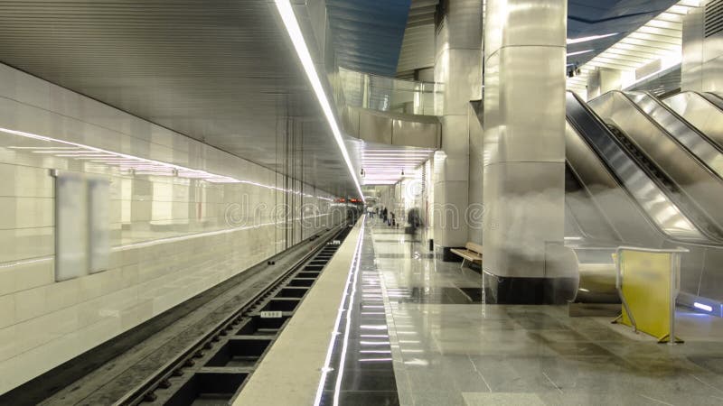 Interior of a Modern Subway Station with Trains Timelapse Hyperlapse ...