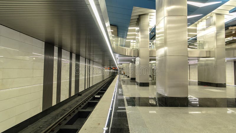 Interior of a Modern Subway Station with Trains Timelapse Hyperlapse ...