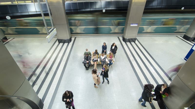 Interior of a Modern Subway Station with Trains Timelapse Stock Image ...