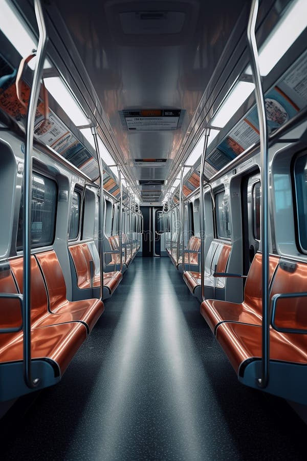 Interior of Modern Subway Train, Generative Ai Stock Photo - Image of ...