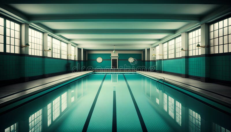 Interior of a Modern Swimming Pool. 3D Rendering Image Stock ...