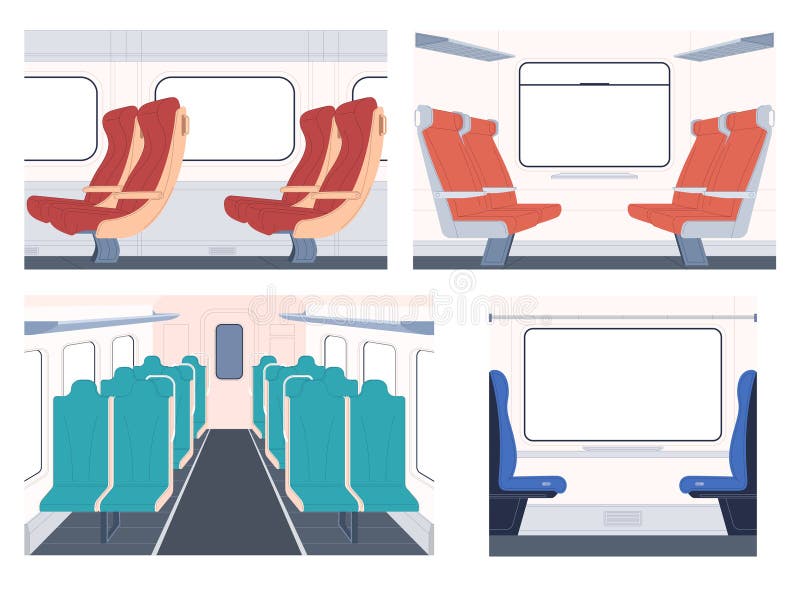 The Interior of a Modern Train Car. Railway Journey. Comfortable Seats ...