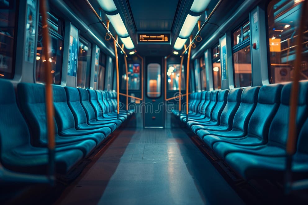 The Interior of a Modern Train Features Rows of Empty Seats ...