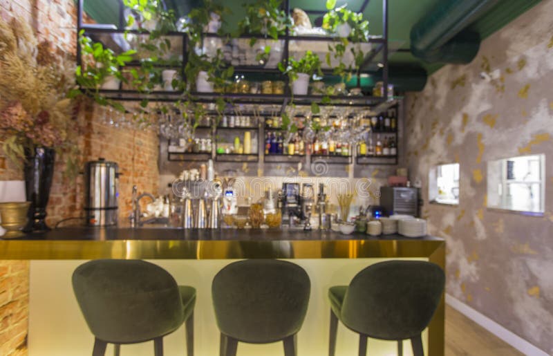 Interior of Modern Urban Cafe or Restaurant Interior with Dining Places ...