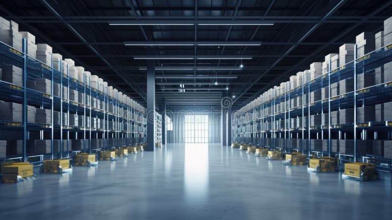 Interior of a Modern Warehouse Stock Illustration - Illustration of ...