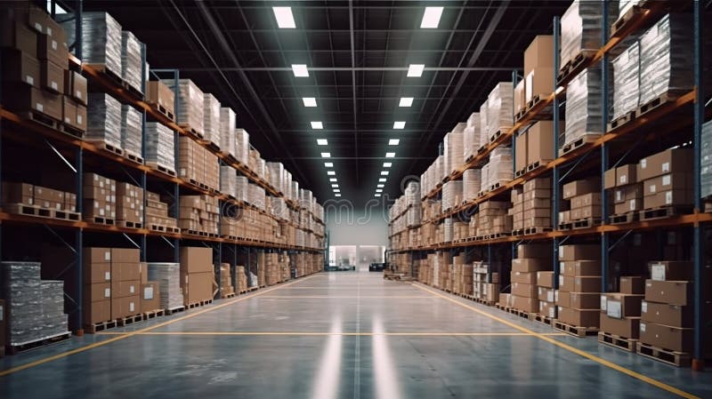 Interior of a Modern Warehouse. Generative AI Stock Illustration ...