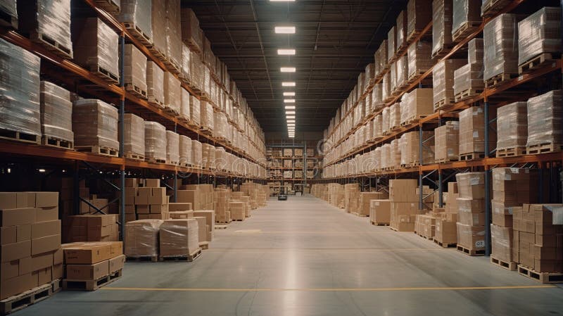 Interior of a Modern Warehouse. Generative AI Stock Illustration ...