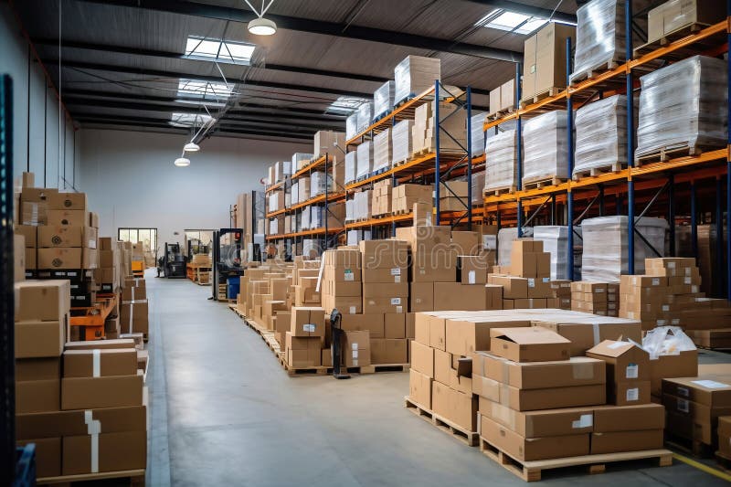Interior of a Modern Warehouse. Large Space for Storing and Moving ...
