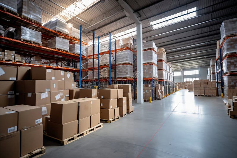 Interior of a Modern Warehouse. Large Space for Storing and Moving ...