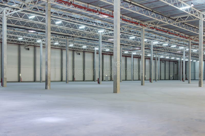 Large Modern Empty Warehouse Stock Image - Image of background ...