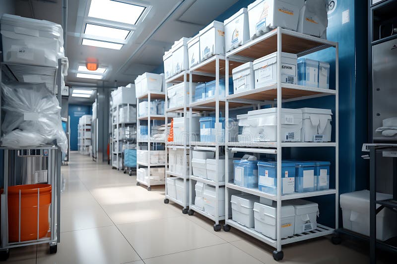 Interior of a Modern Warehouse with Storage Boxes, 3d Render Stock ...