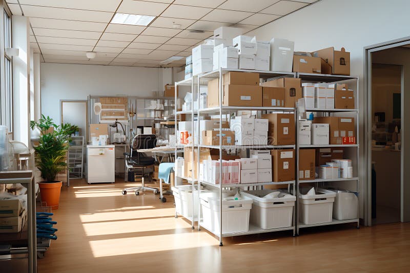 Interior of a Modern Warehouse with Storage Boxes, 3d Render Stock ...