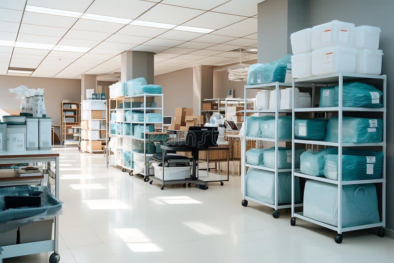 Interior of a Modern Warehouse with Storage Boxes, 3d Render Stock ...
