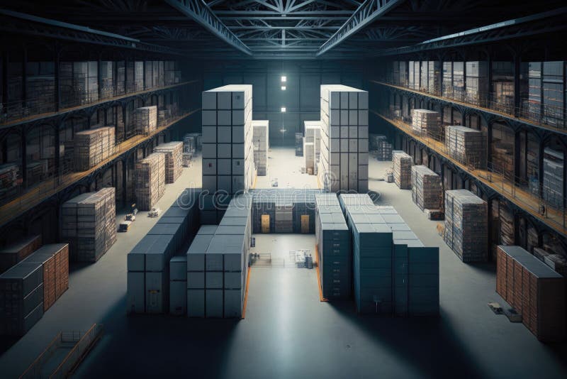 Interior of a Modern Warehouse Storage. Generative AI Stock ...