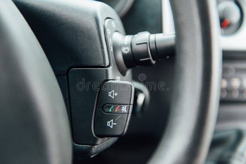 Interior of Modern White Car. Additional Controls. Stock Image - Image ...