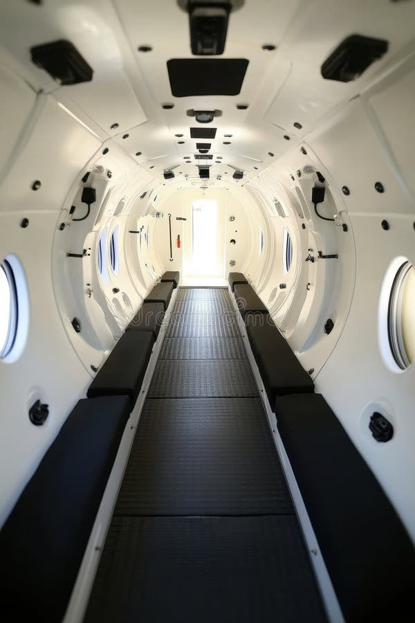 Interior of Modern White Space Capsule with Circular Design Details ...