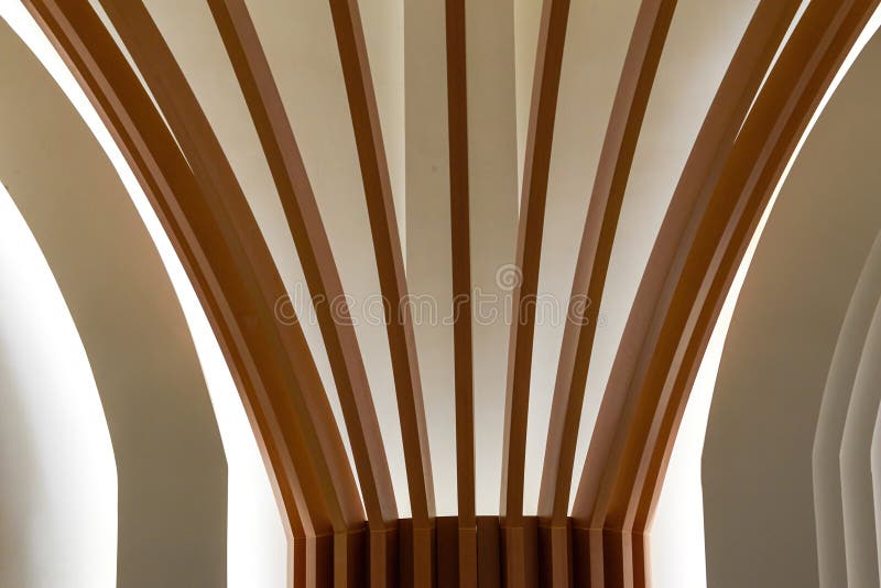 Interior Modern Wood Strip Design Landscape Stock Image - Image of ...