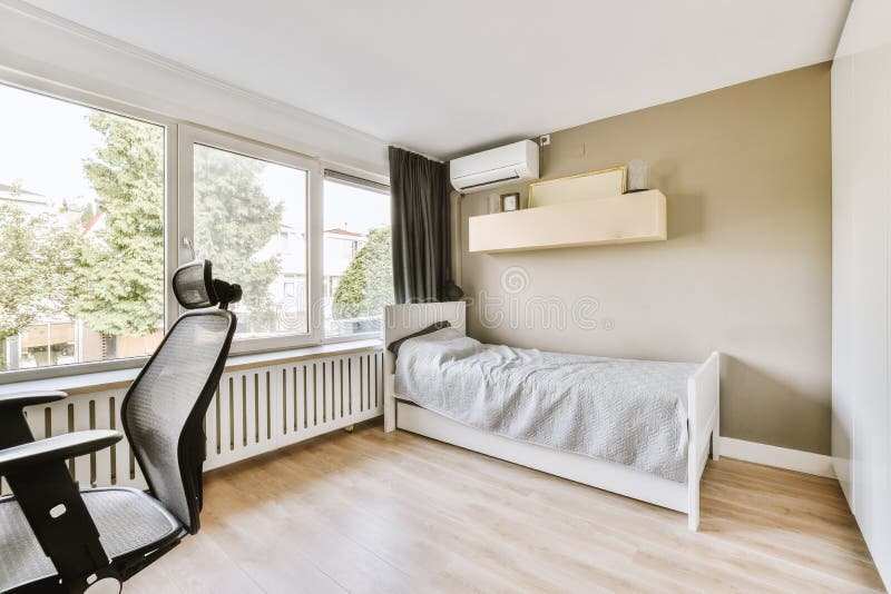 Interior of Modern Workplace at Home Stock Image - Image of work, floor ...