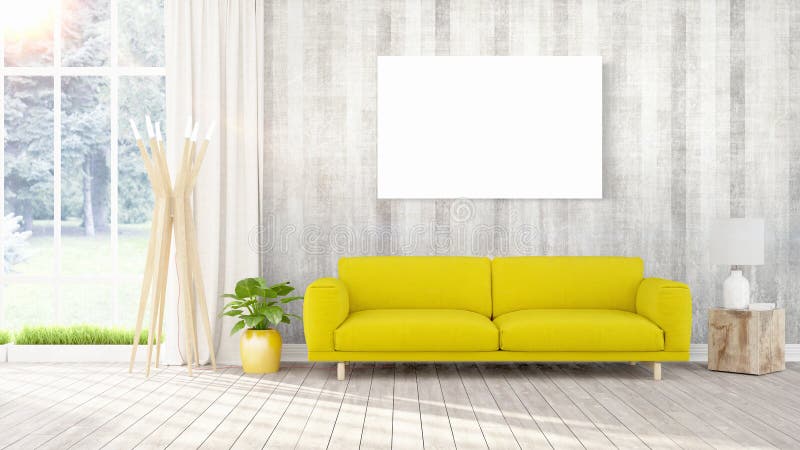 Interior Moderno Com Quadro Vazio Rendição 3d Ilustração Stock ...