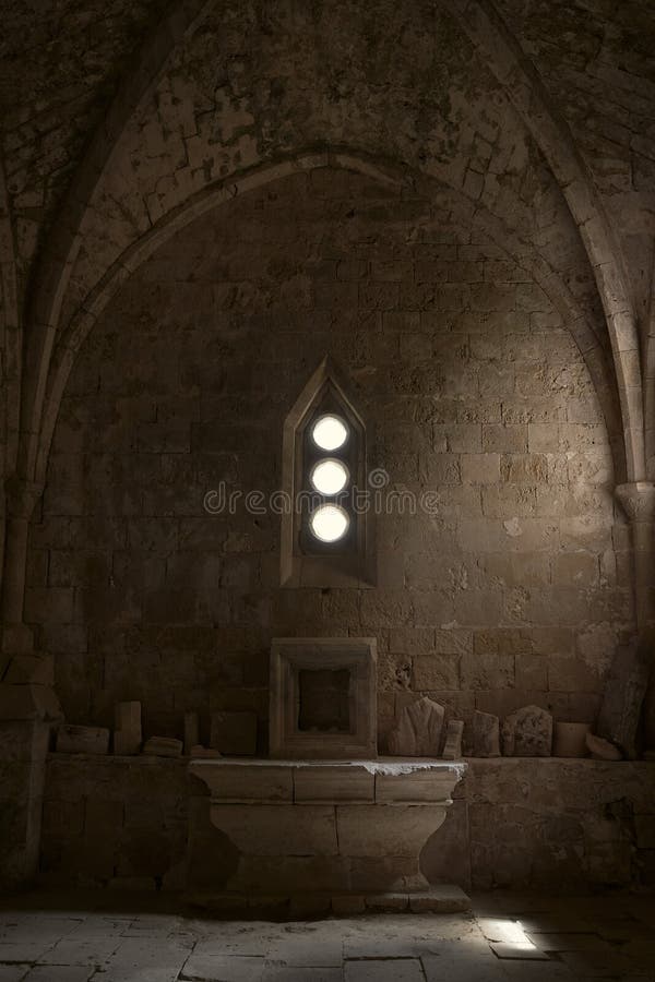 Old Stone Altar and Gothic Window in the Monastery of Rioseco, Burgos ...