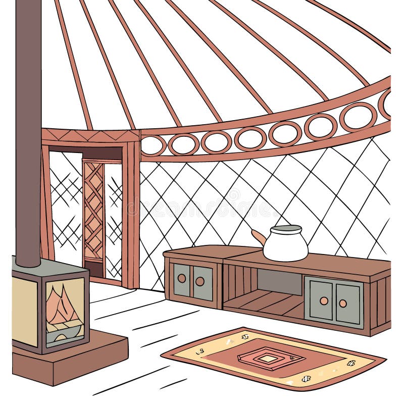 Interior of a Mongolian Yurt. Beautifully Decorated with Traditional ...