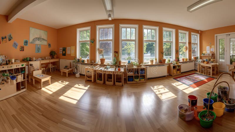Interior of a Montessori Kindergarten, AI Generative Stock Illustration ...