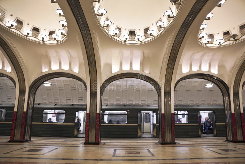 Interior of the Moscow Metro Station Mayakovskaya Editorial Stock Photo ...