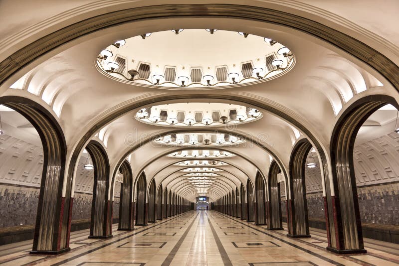 Interior of the Moscow Metro Station `Mayakovskaya` Editorial Photo ...