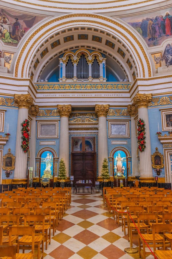 Interior of the Mosta Rotunda Decorated with Religious Icons in Malta ...