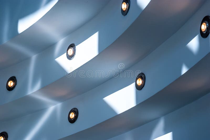 Interior. Multi-level Ceiling with Lamps. Stock Image - Image of ...