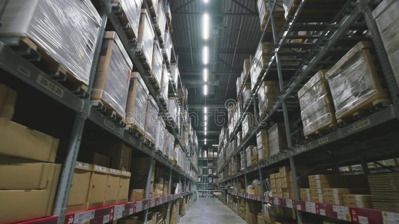 Interior of a Multi-level Warehouse Stock Footage - Video of forklift ...