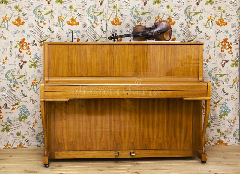 Interior in Music Class with Piano and Violin Stock Image - Image of ...