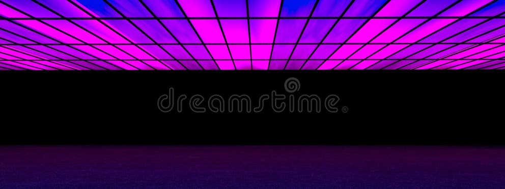 Interior with neon ceiling stock illustration. Illustration of glow ...