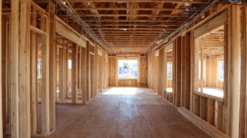 Interior of a New Construction Building with Exposed Framing and ...