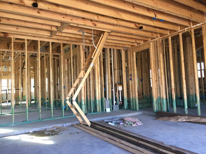 Interior of New House Under Construction Stock Image - Image of family ...