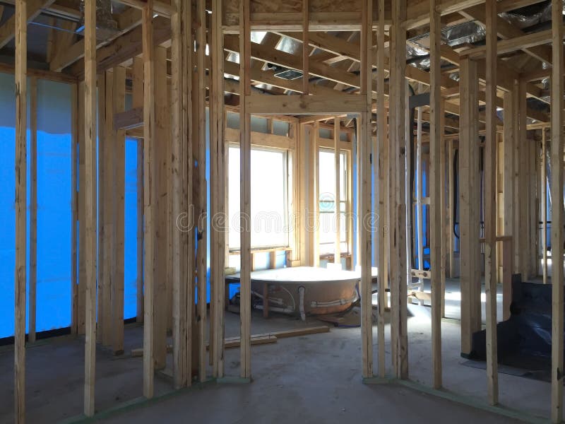 Interior of a New House Under Construction Stock Image - Image of site ...