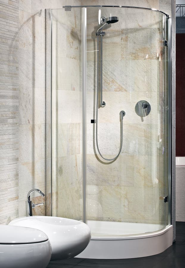 Interior of New Luxury Bathroom with Shower Stock Photo - Image of ...